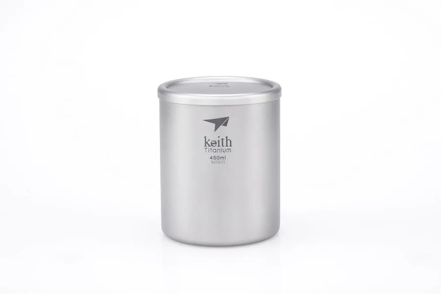 Двустенная кружка с крышкой титановая Keith Titanium Ti3303 450ml