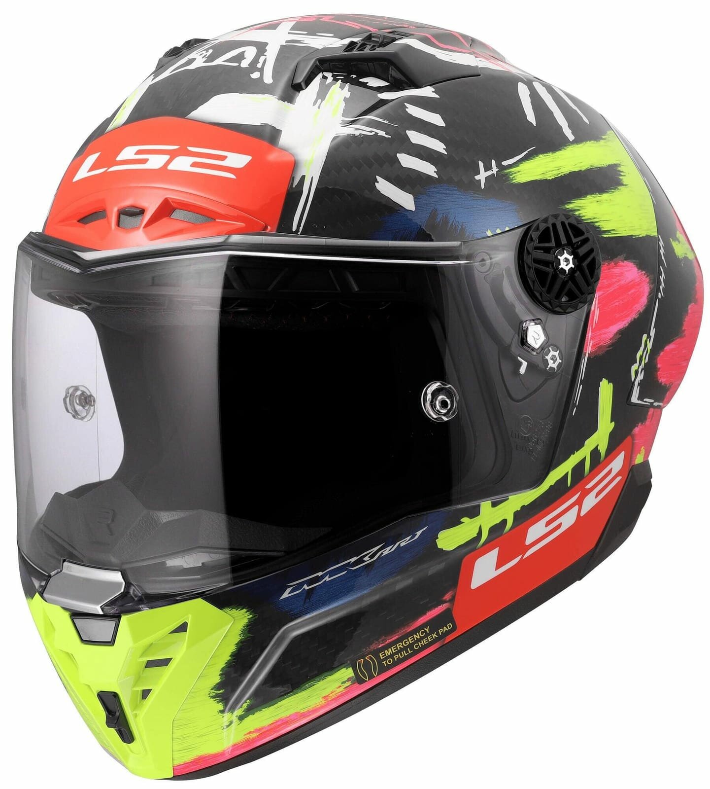 DECATHLON шлем интегральный ls2 ff805 thunder carbon 6k, xl, флуоресцентный оранжевый/черный/электрический синий