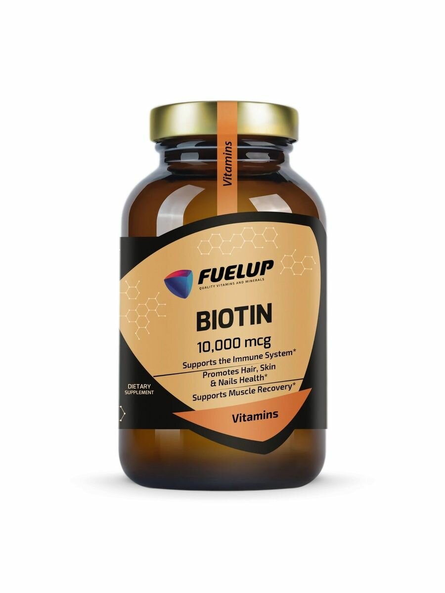 Биотин, FuelUP, поддержка здоровья кожи, волос и ногтей, Biotin, 10000 мкг, 120 капсул
