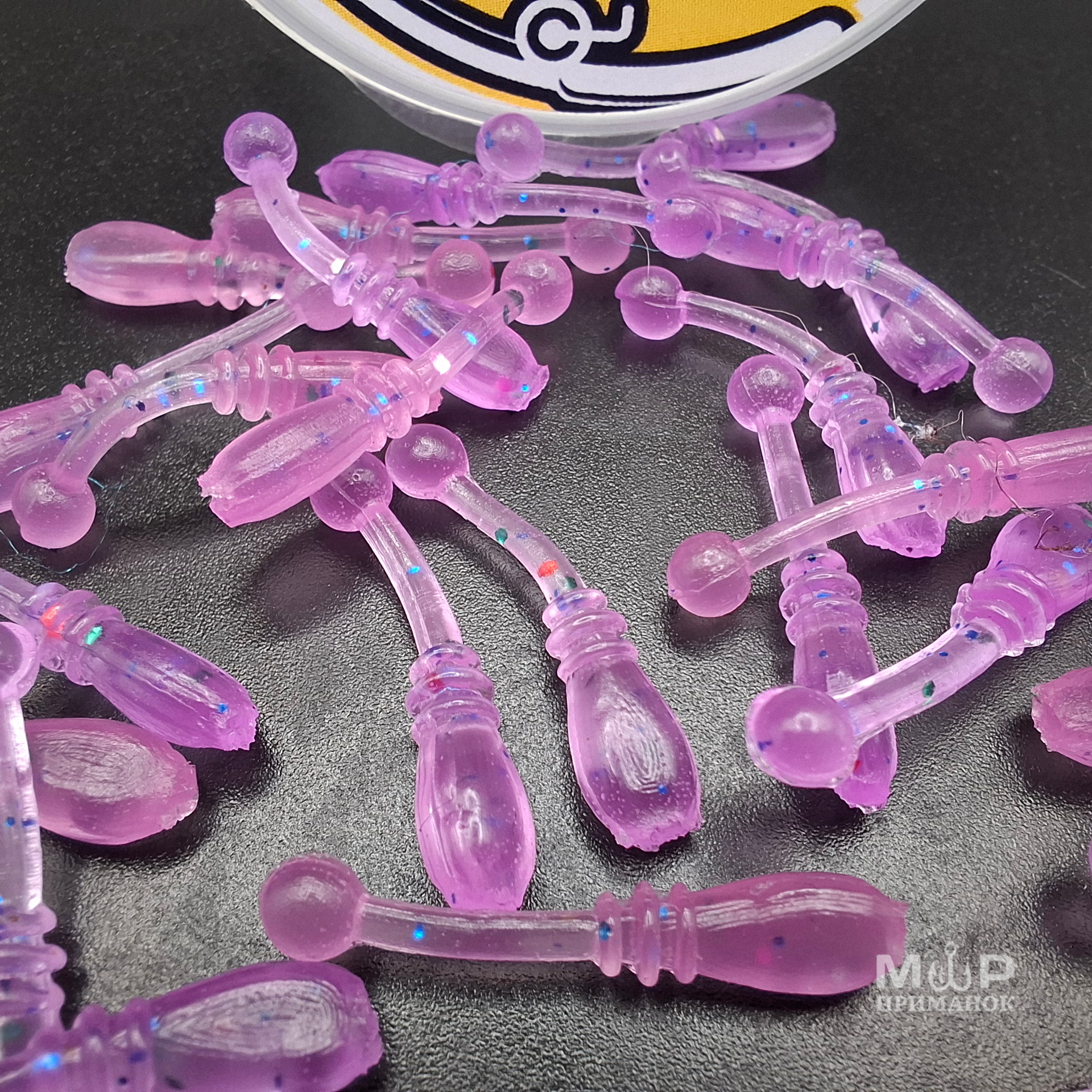 Силиконовая приманка Кегля Whitebait плоская 20 мм цвет Светло Фиолетовый для рыбалки на окуня, для микроджига, мормышинга