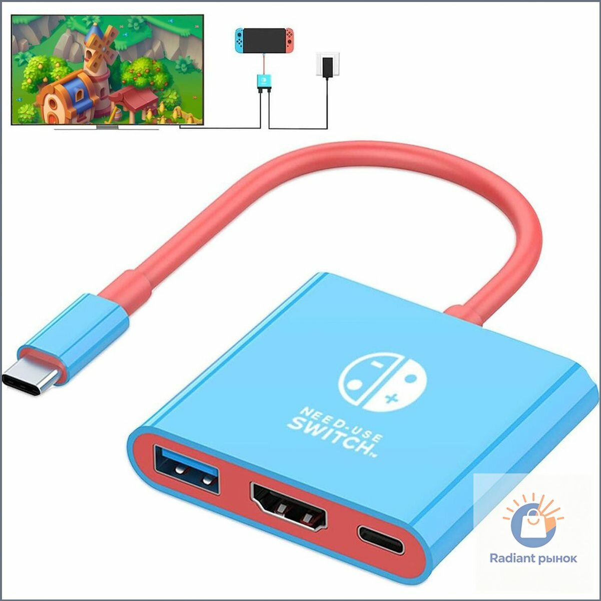 Док-станция для Nintendo Switch 1 и 2 поколения, 4K/60 Гц, HDMI, USB-C, USB 3.0