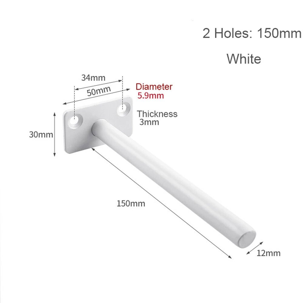 Кронштейны для скрытого крепления полок из нержавеющей стали White-150mm-2 Holes