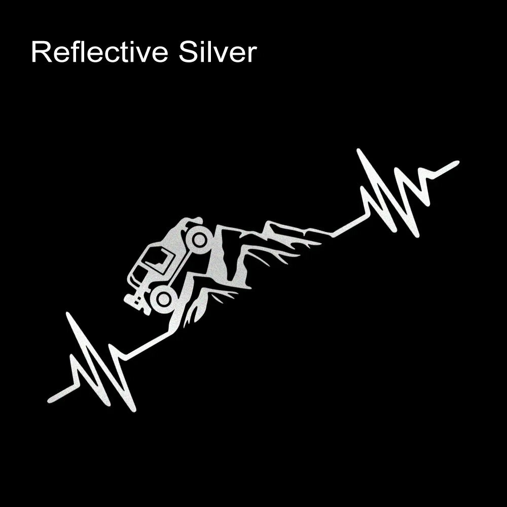 Светоотражающая наклейка на авто "Внедорожник и пульс" Silver White