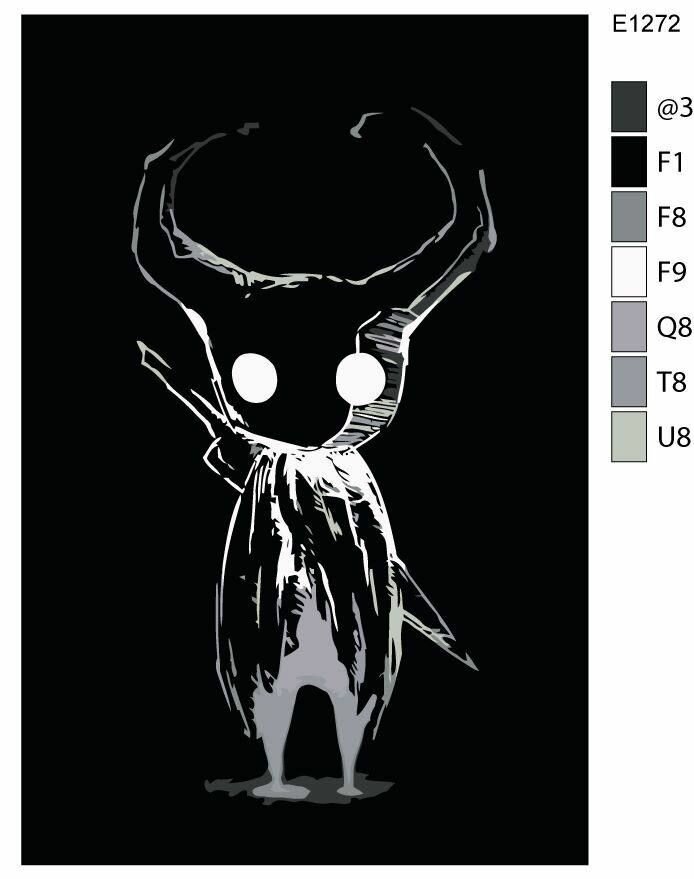 Детская картина по номерам E1272 "Игра(Hollow Knight). Рыцарь" 20x30