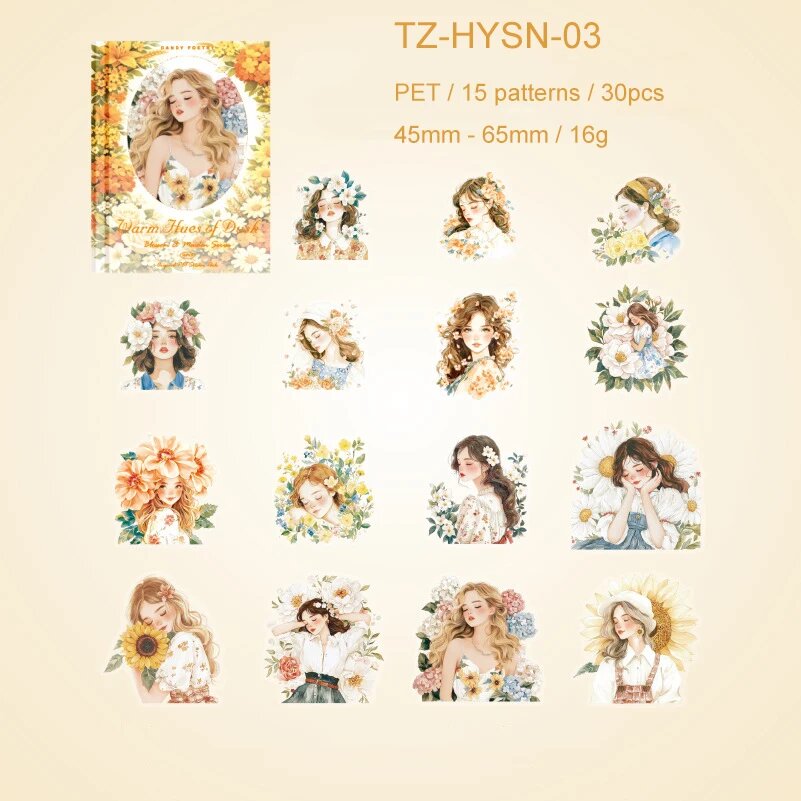 Наклейки TZ-HYSN-03, 15 дизайнов, 30шт