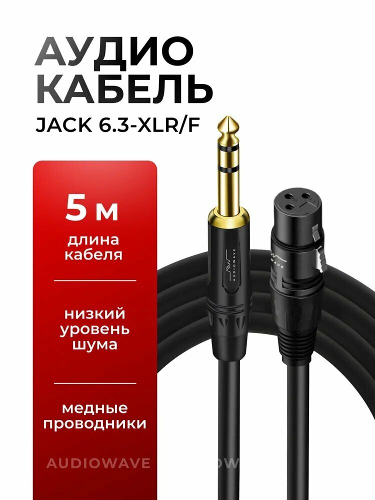 Аудиокабель 6.3 мм/XLR, 5 м, черный