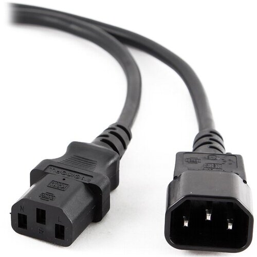 Кабель питания для ИБП Cablexpert PC-189-VDE монитор-системный блок 220В C13/C14 3*0.75мм - 1.8 метра