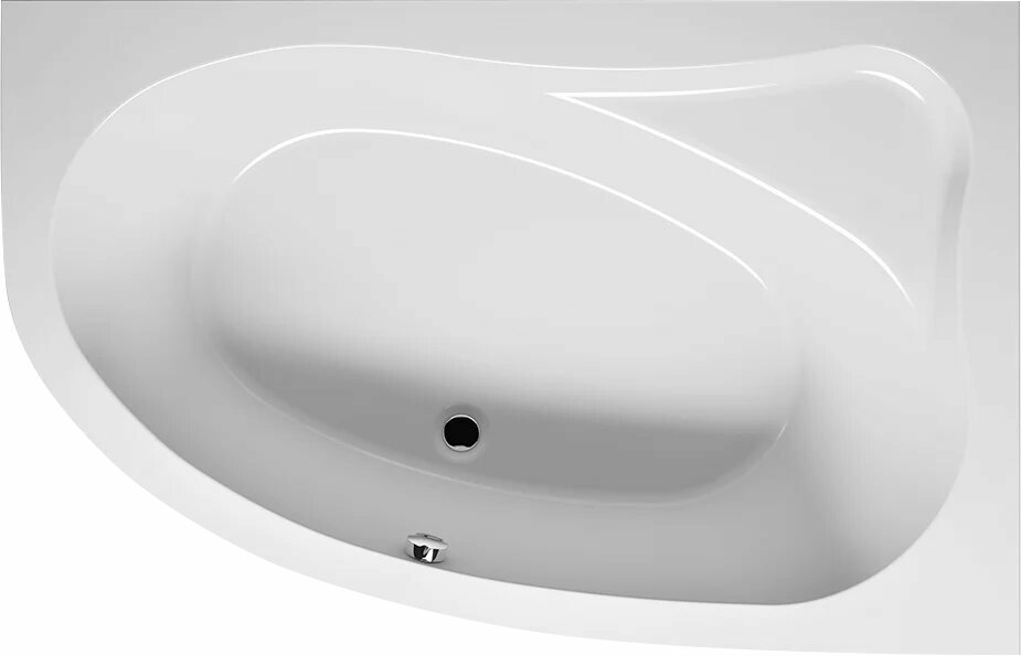 Акриловая ванна Riho Lyra L 170x110, на ножках, угловая, левая, пристенная, белая, глянцевая, со сливом-переливом, асимметричная
