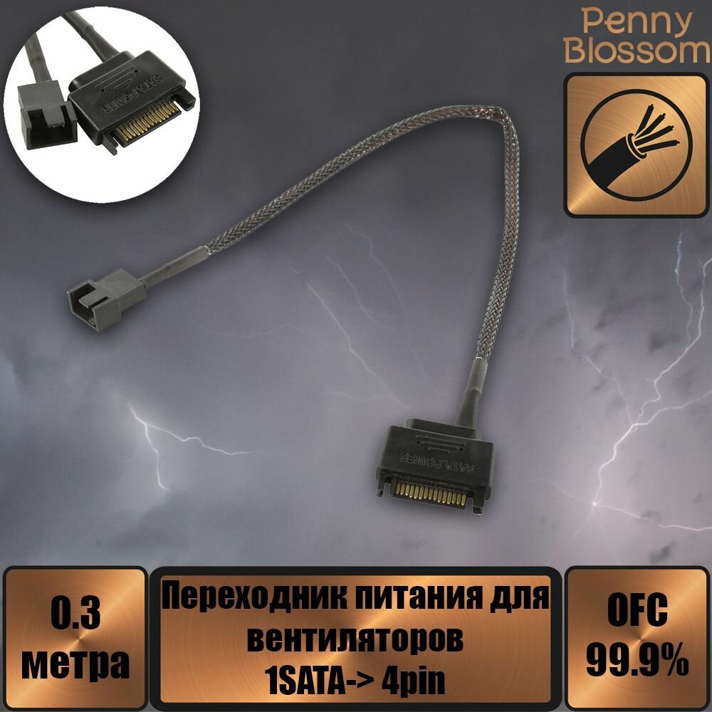 Penny Blossom Сетевой кабель питания, 0.3 м, черный