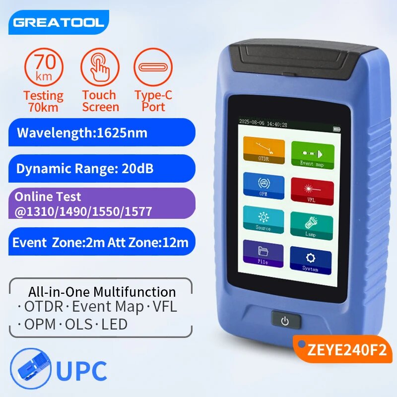GREATOOL Мини-OTDR многофункциональный оптоволоконный тестер ZEYE240F2 UPC