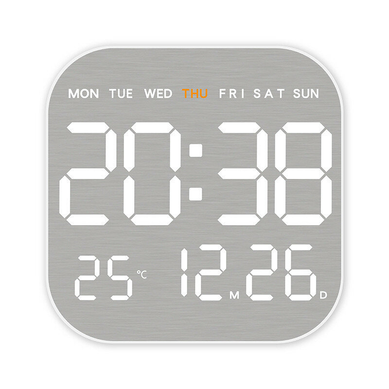 Rectangular electronic wall clock with led display and multiple functions for indoor use stylef