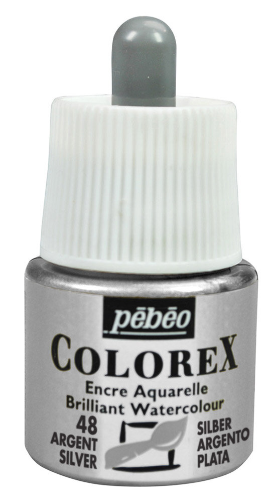 Акварельные чернила Pebeo металлик, Colorex, 45 мл, под серебро