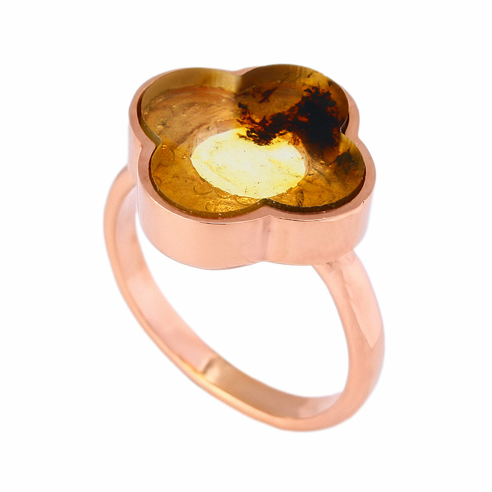 Кольцо Amberprofi, серебро, 925 проба, родирование, янтарь