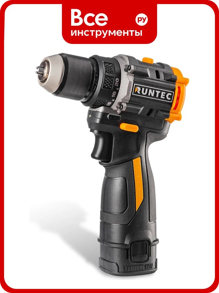 Дрель-шуруповерт аккумуляторная RUNTEC PRO 10 мм, 16В, 2*2Ач, 50Нм RT-ID123