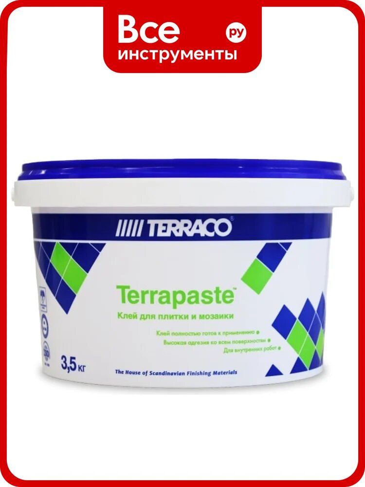 Клей для плитки на акриловой основе TERRACO террапастe класс C0, для теплого пола, для керамики и керамогранита