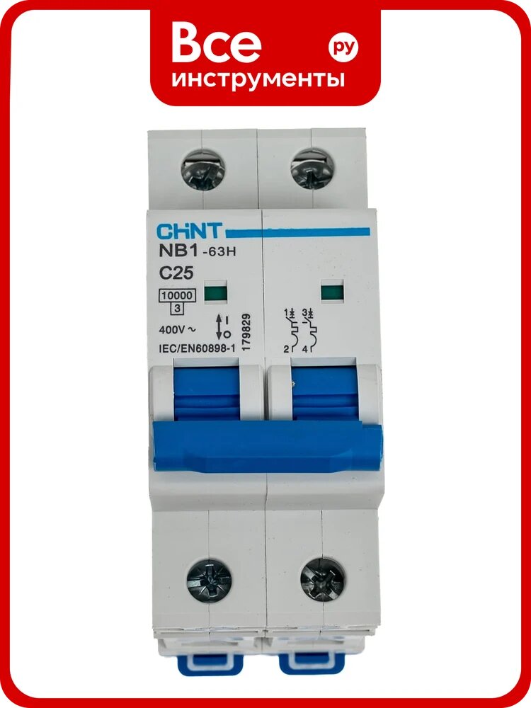 Автоматический выключатель CHINT модульный 2п C 25А 10кА NB1-63H (R) 179829