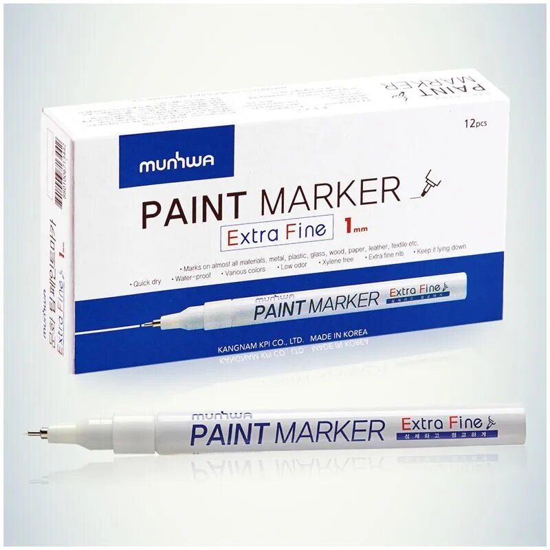 Маркер-краска MunHwa "Extra Fine Paint Marker" белый, 1мм, нитро-основа (EFPM-05)