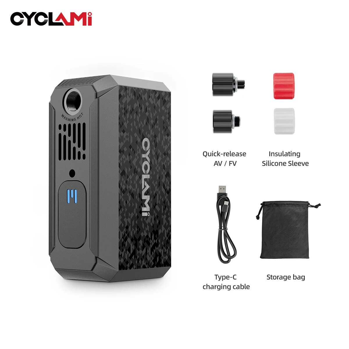 Электрический Мини-насос CYCLAMI AM6 Для Велосипедов, 130PSI, Портативный, Быстрый, С Зарядкой Type-C