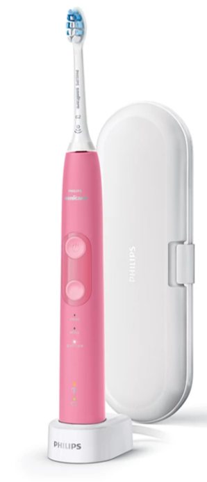 Электрическая зубная щётка Philips Sonicare ProtectiveClean 5100 series HX6855 розовая, 3 режима, таймер, датчик давления, версия CN