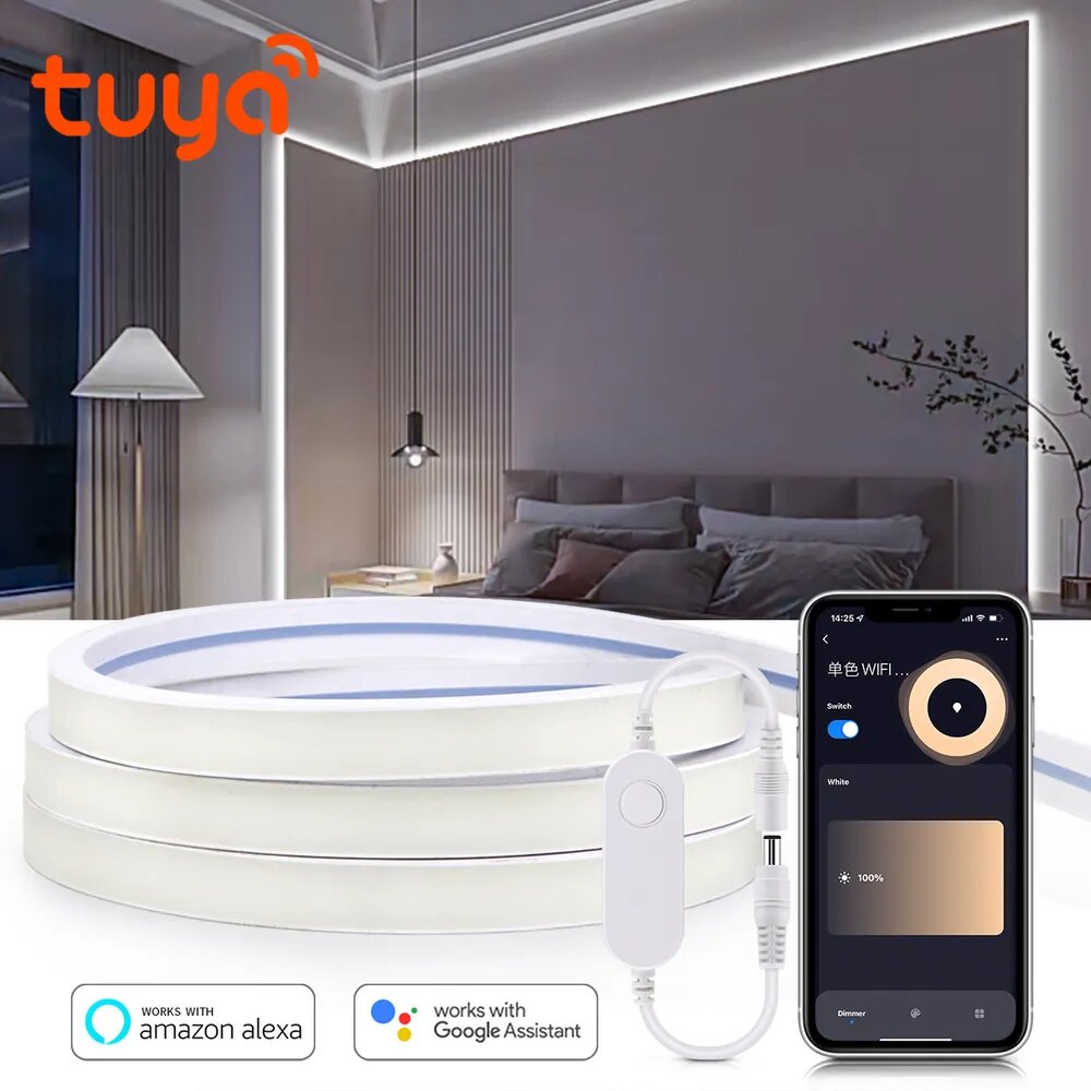 Tuya Smart Светодиодная лента 220 Вт, IP65, Белый, 1 шт