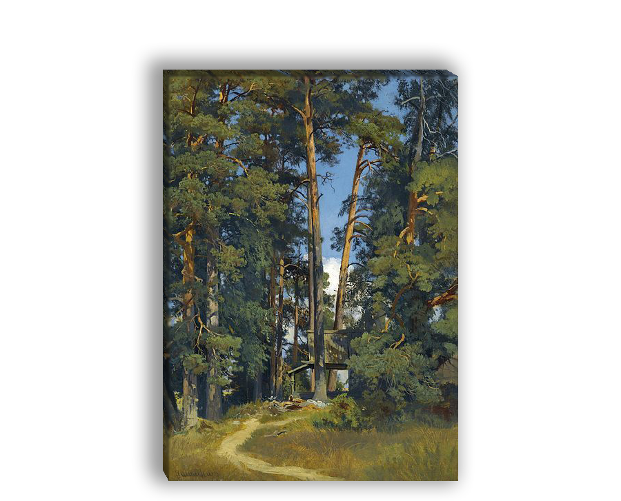 "Лесная роща", Шишкин Иван Иванович, картина (репродукция) (30х42 см / на подрамнике)