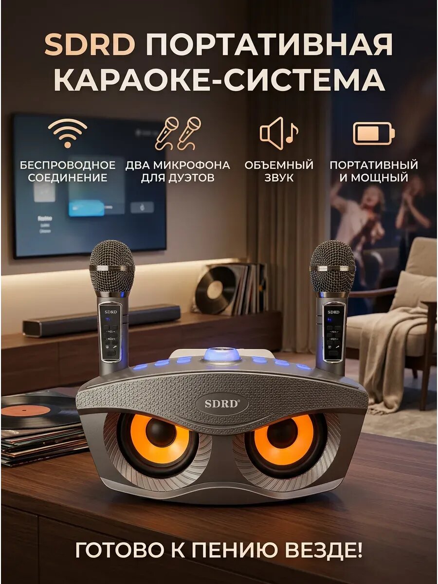 Караоке система портативная для дома с микрофонами