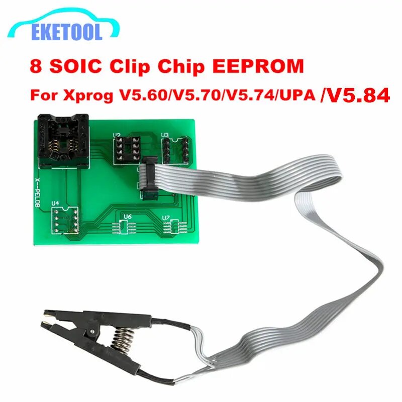 Плата EEPROM-адаптер 8 Soic, зажим для Xprog V5.60/V5.70/V5.84/V5.86/V6.12 UPA Green V1.3, тестовый зажим для зеленой печатной платы Soic 8 Sop8