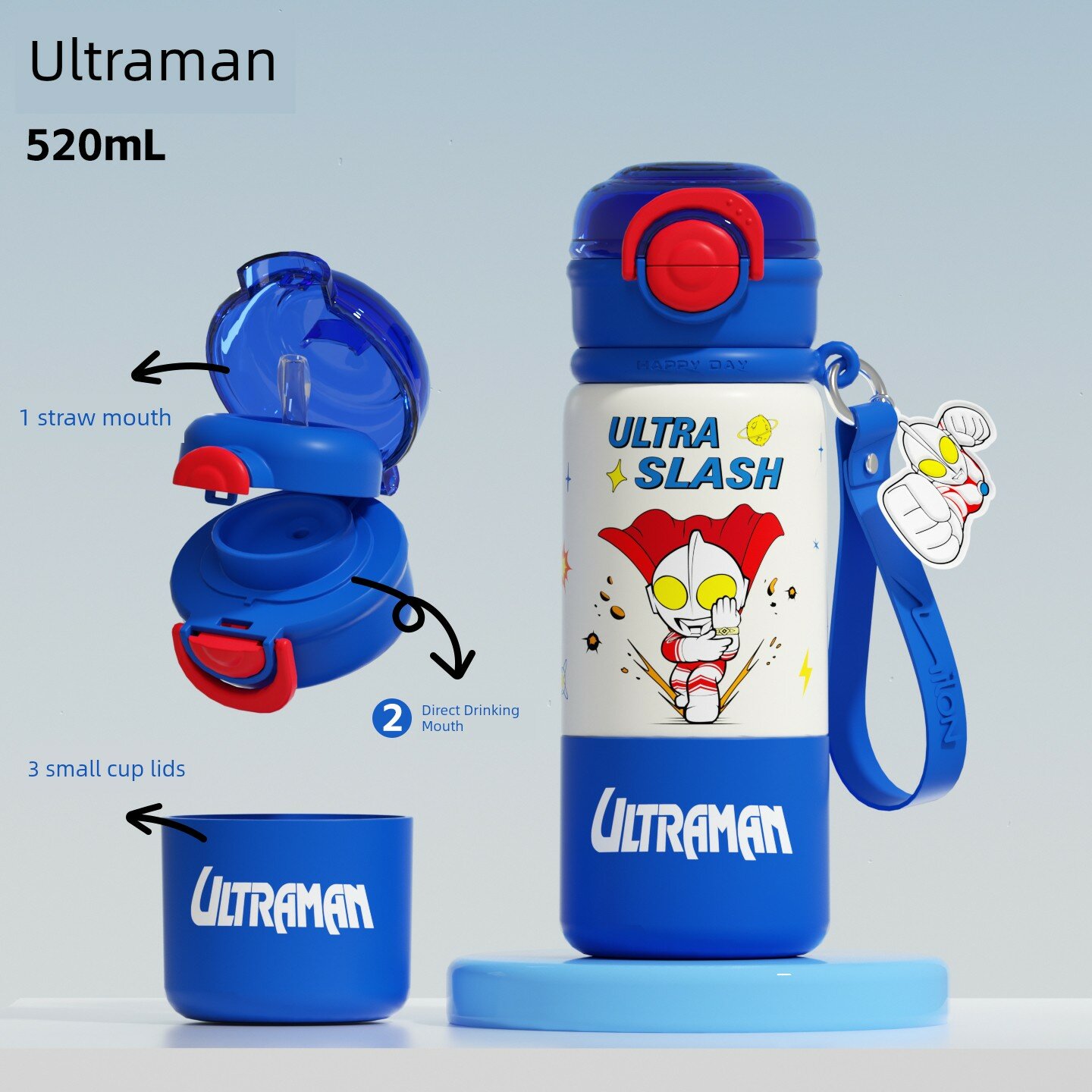 Ultraman 520 мл 4-в-1 детский термос из нержавеющей стали без БПА для школьного использования