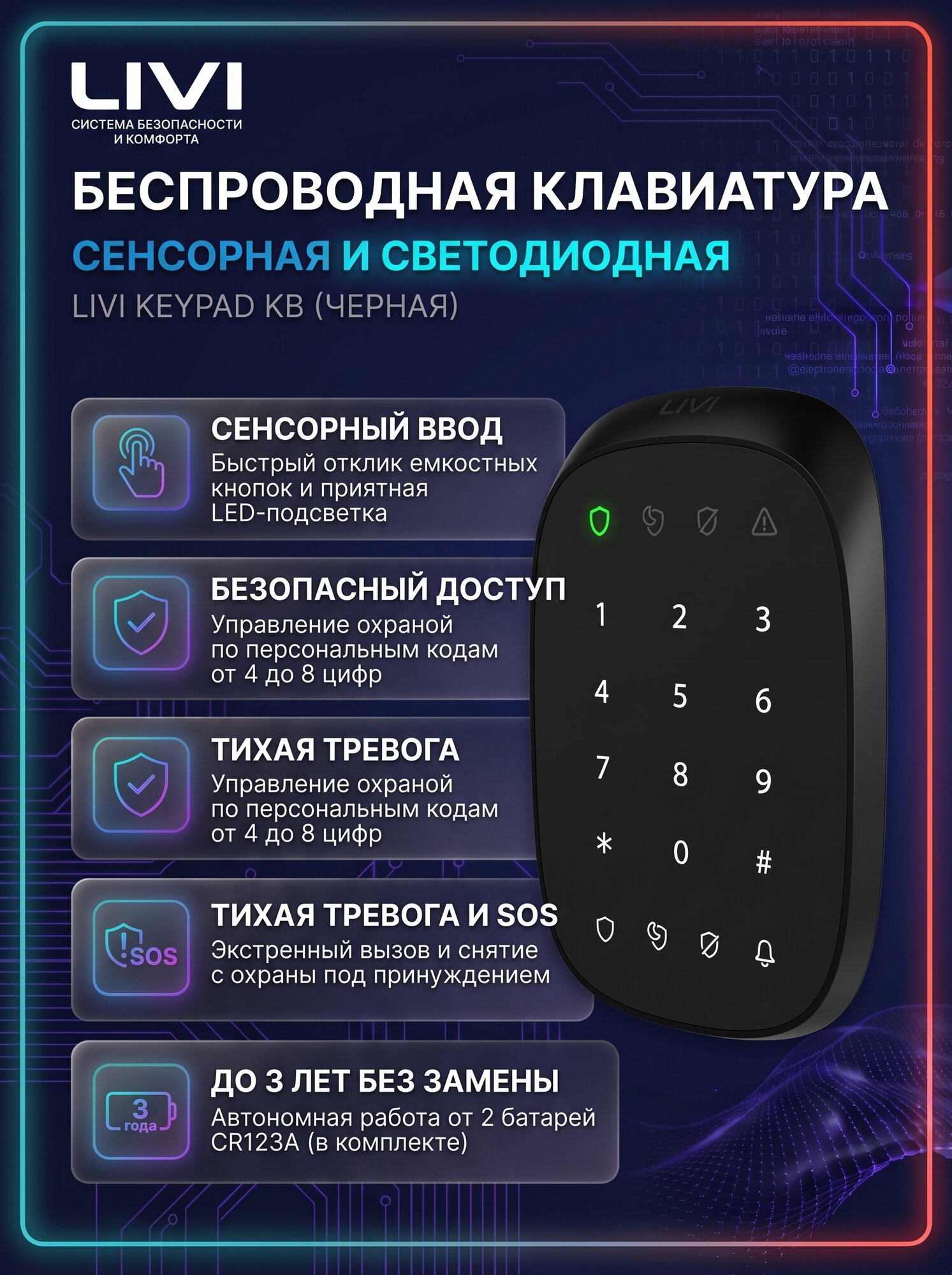 Сенсорная клавиатура Livi Keypad KB, черная
