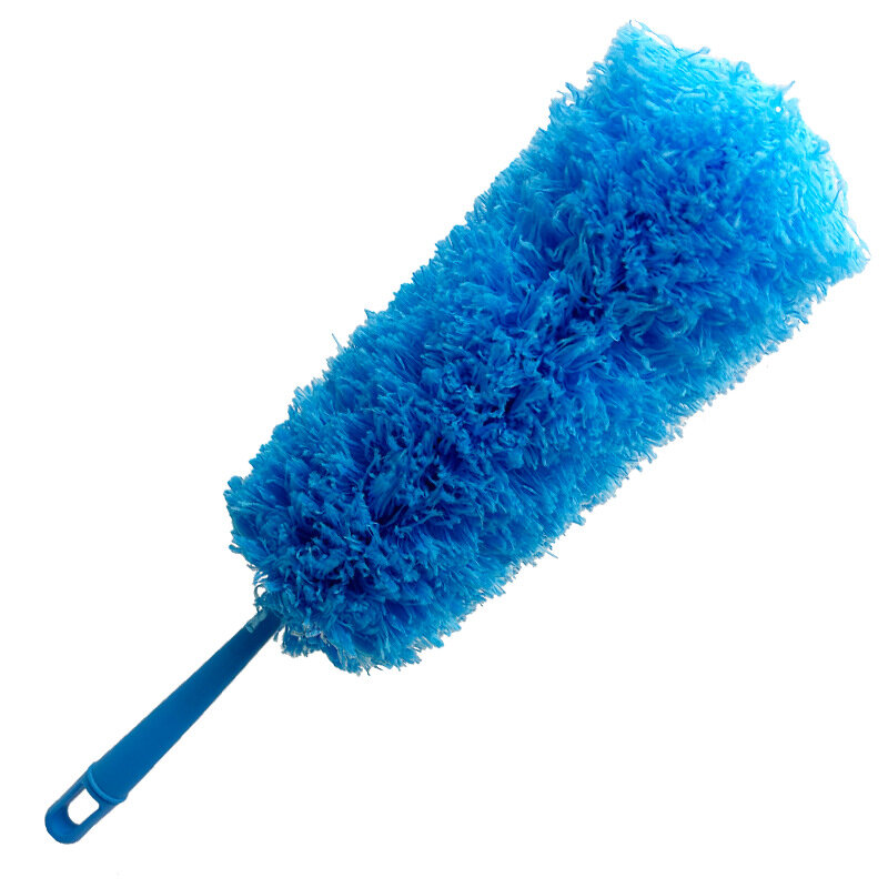 Светло-голубая перьевая метёлка, телескопическая щётка от пыли для уборки дома, антистатический пылесборник, домашняя