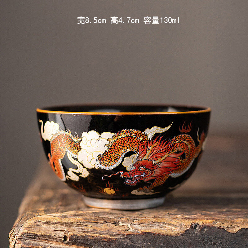Эмалированная имперская чашка для чая с драконом и фениксом, большая чашка мастера, керамический набор, красный дракон