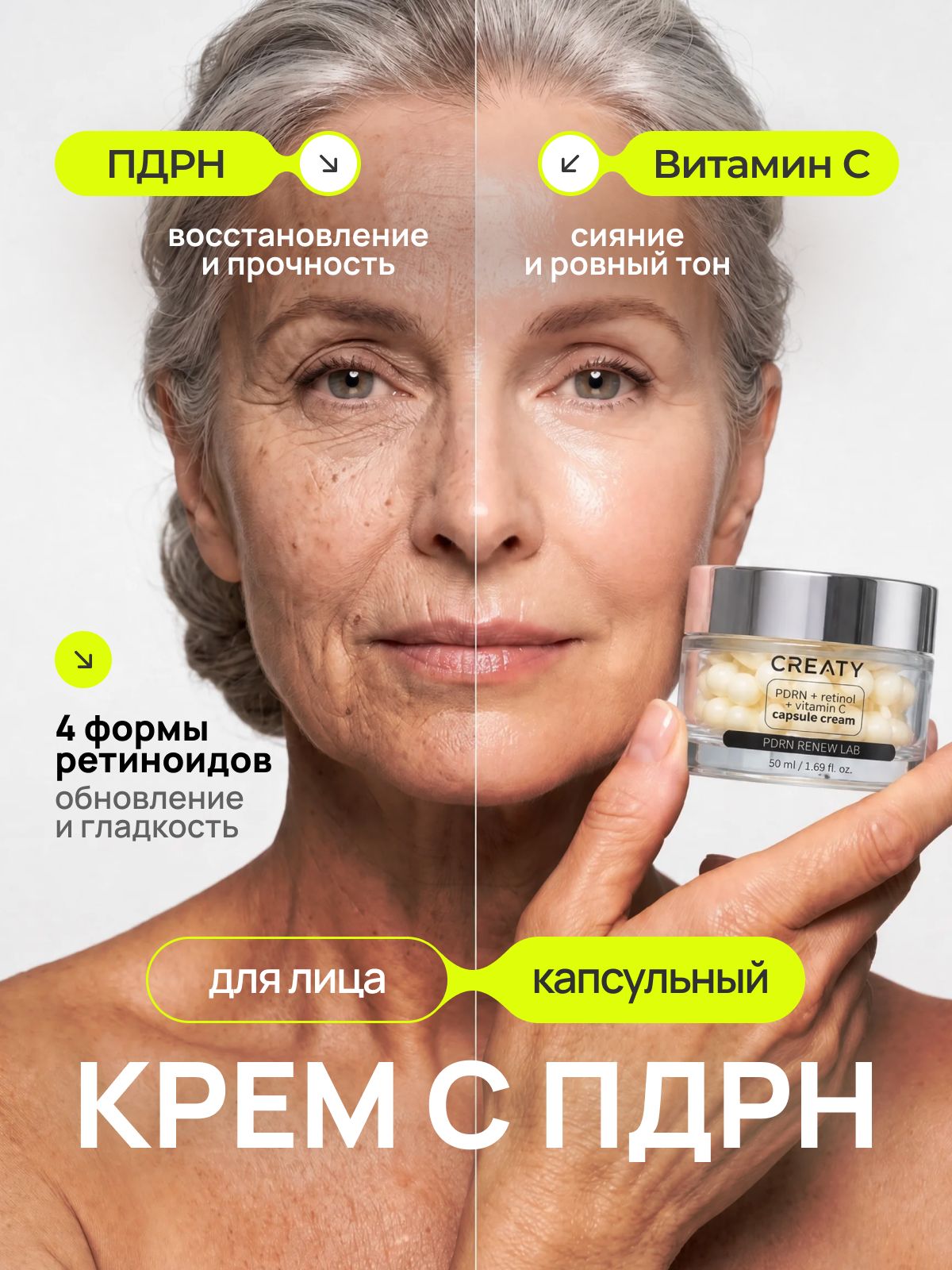 Капсульный крем с пдрн, Ретинолом и Витамином С, 50 мл