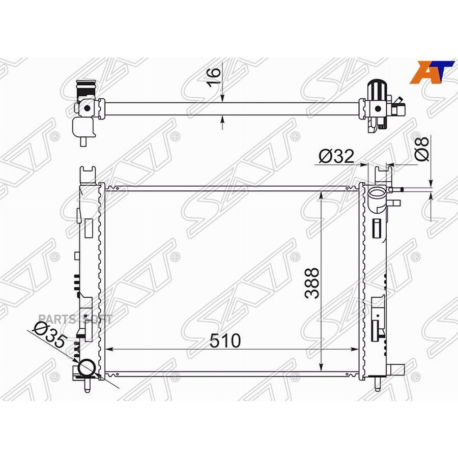 Радиатор Nissan Terrano 14-22 / Renault Arkana 18- от официального дистрибьютора, SAT, артикул RN000214