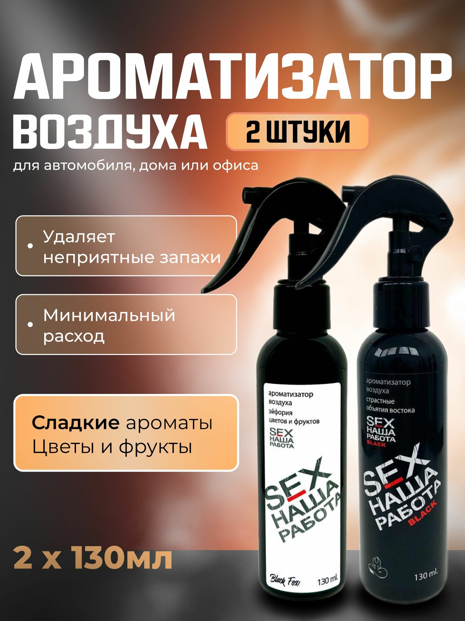 BLACK FOX Ароматизатор автомобильный, SEX наша работ Белый и Чёрный, 260 мл