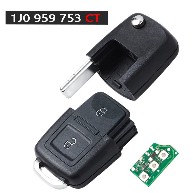 KEYECU 434 МГц ID48 чип 1J0 959 753 AG/CT/N 2-кнопочный дистанционный брелок для Volkswagen Golf Bora Polo Passat Seat Leon 1999-10