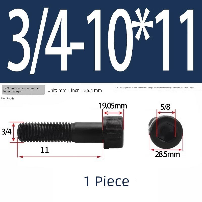UNC Grade 12.9 High Strength 3/4-10 Inch Hex Socket Head Cap Screw 11 Inch Length Half Thread 1 Piece