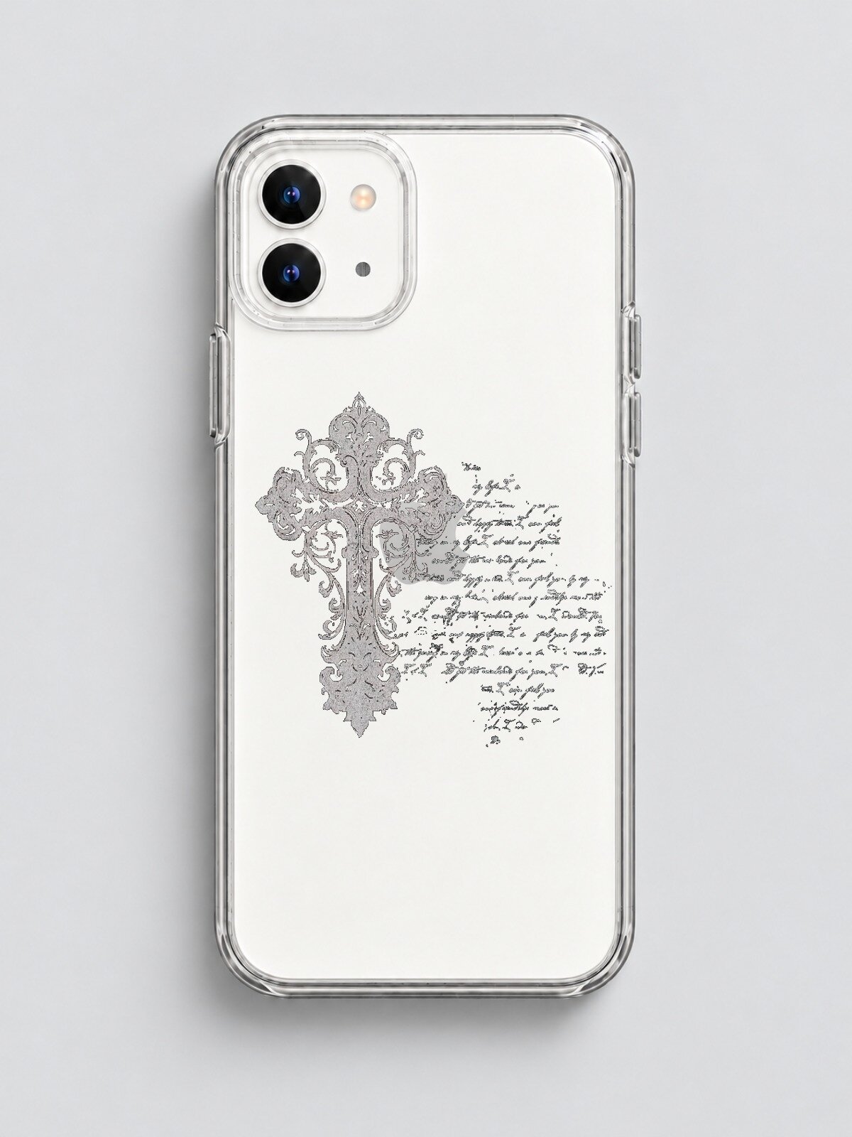 Прозрачный чехол на iphone 12 крест орнамент