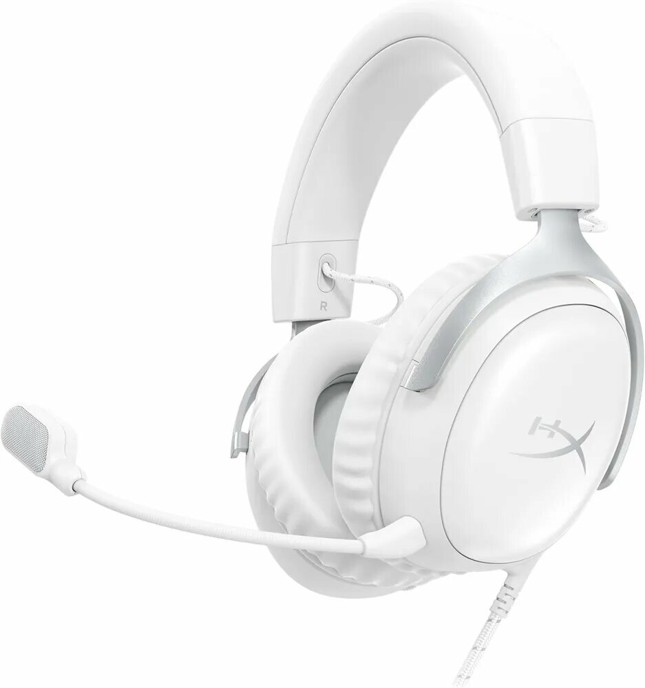 HyperX Наушники проводные с микрофоном HyperX Cloud III-White, 3.5 мм, USB, белый