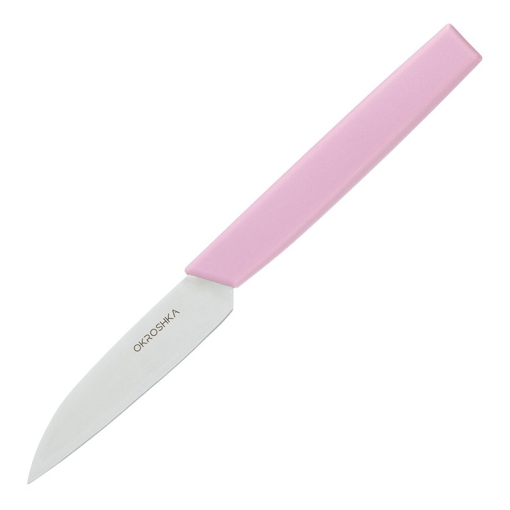OKROSHKA OK225P-PN-VG Нож для овощей okroshka салат, лезвие 8 см, розовая ручка