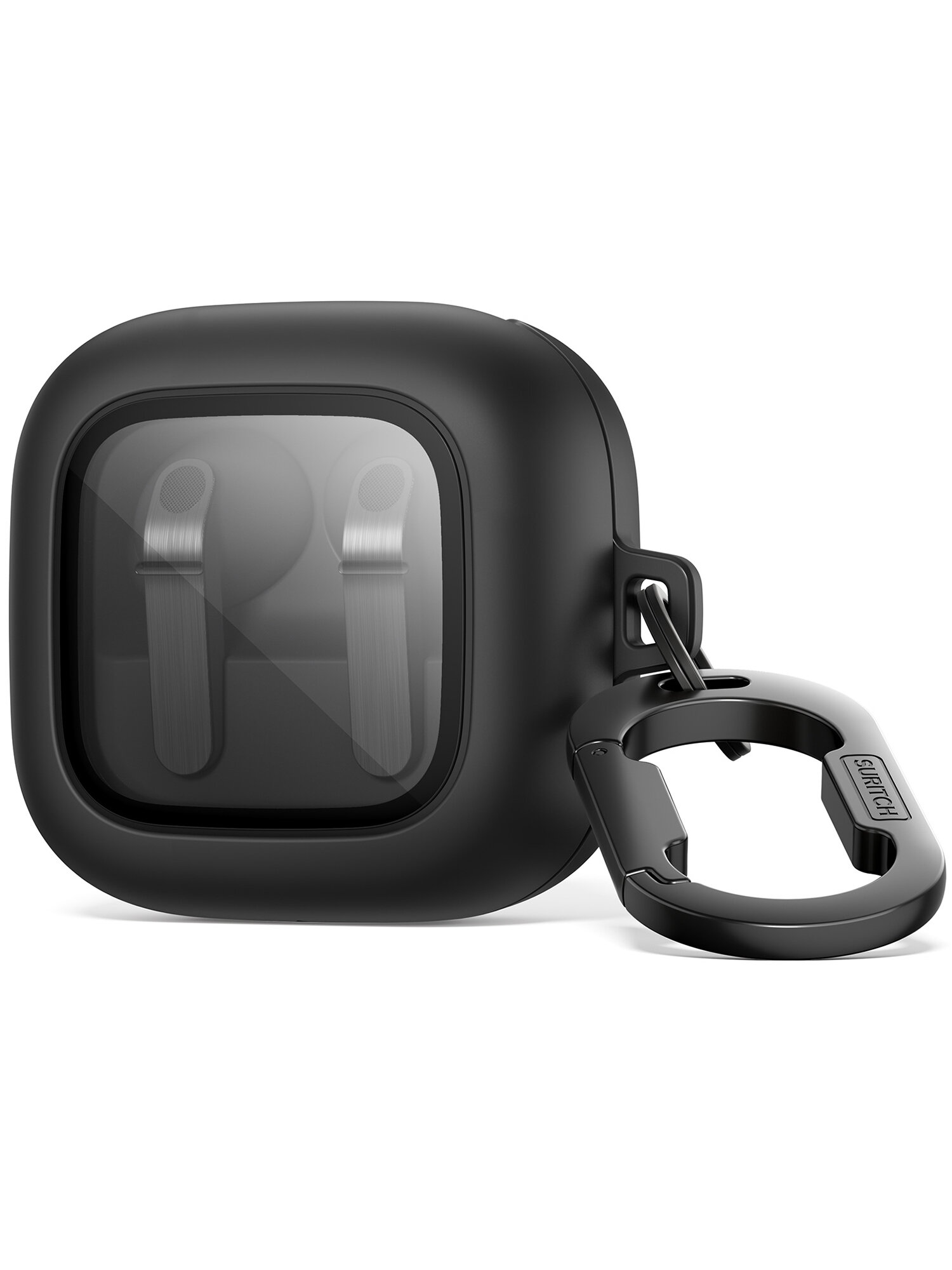 Магнитный чехол SURITCH для Samsung Galaxy Buds 4 Pro и Buds 4, с карабином, черный