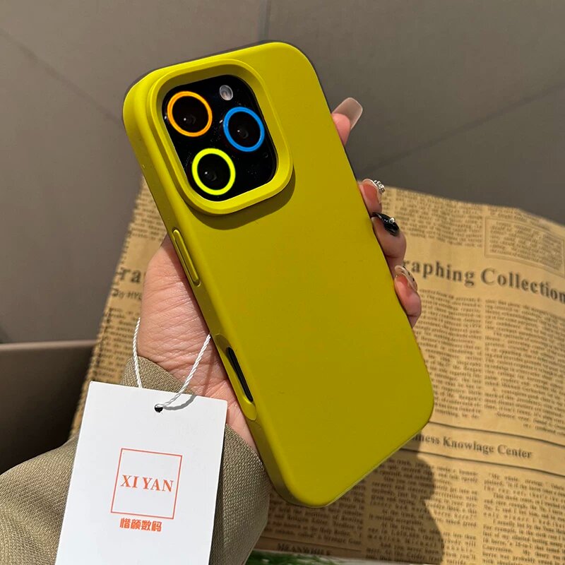 Жидкий силиконовый защитный экран для iPhone 14 Pro с крупным отверстием и ивовым зеленым ночным эффектом