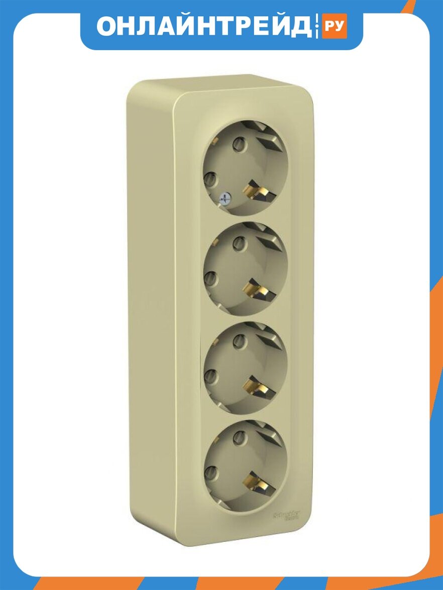 Розетка Systeme Electric (schneider Electric) SCHNEIDER ELECTRIC BLANCA 4-я с заземлением, со шторками изол. ПЛ, 16А, 250В, Бежевый, BLNRA011417