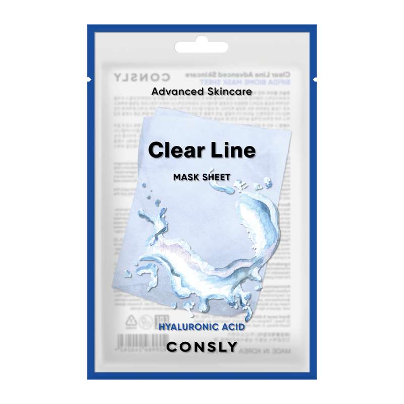 Consly Clear Line Advanced Skincare Hyaluronic Acid Mask Sheet Глубоко увлажняющая тканевая маска с гиалуроновой кислотой