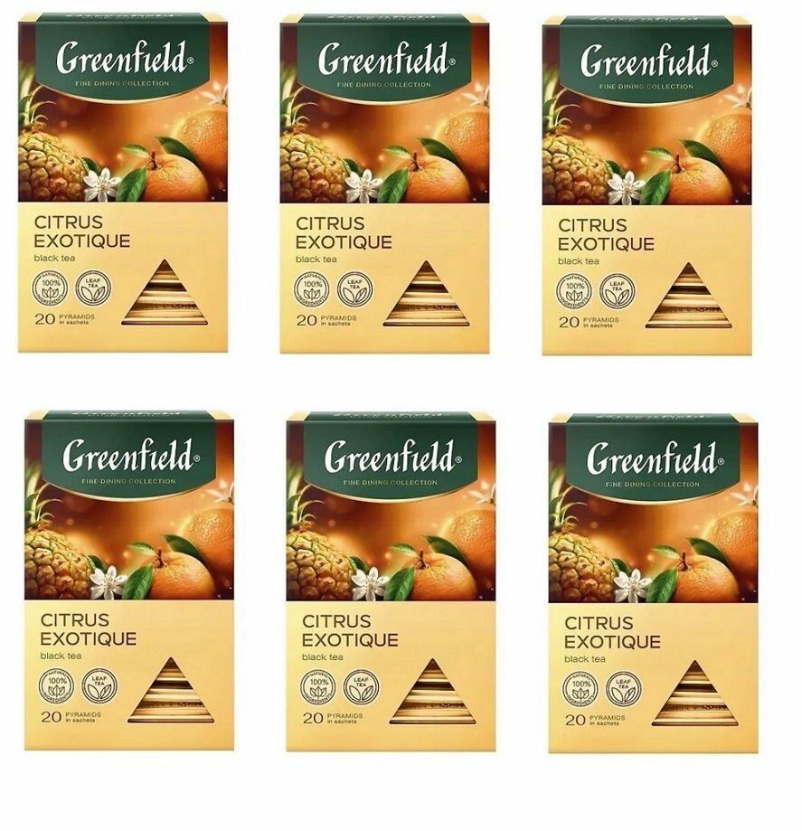 Greenfield Чай черный Citrus Exotique, 20 пирамидок ,36гр, 6шт