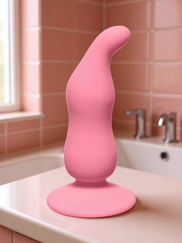 Розовая анальная пробка Waved Anal Plug Pink - 11 см, розовый