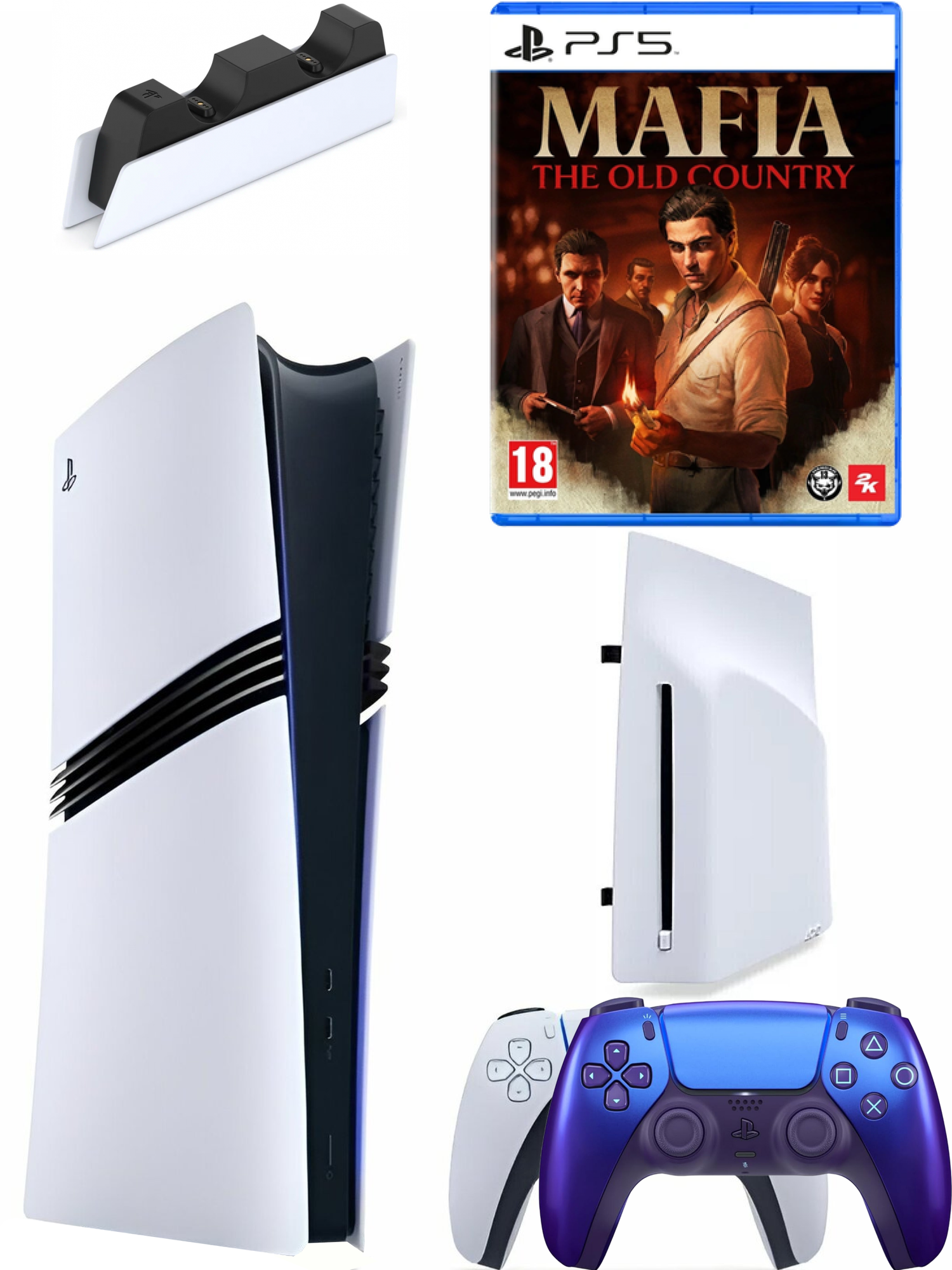 Игровая приставка Sony PS 5 Pro Digital Edition+Зарядная станция+ Дисковод +2-ой геймпад+Mafia: The Old Country,2Tb SSD