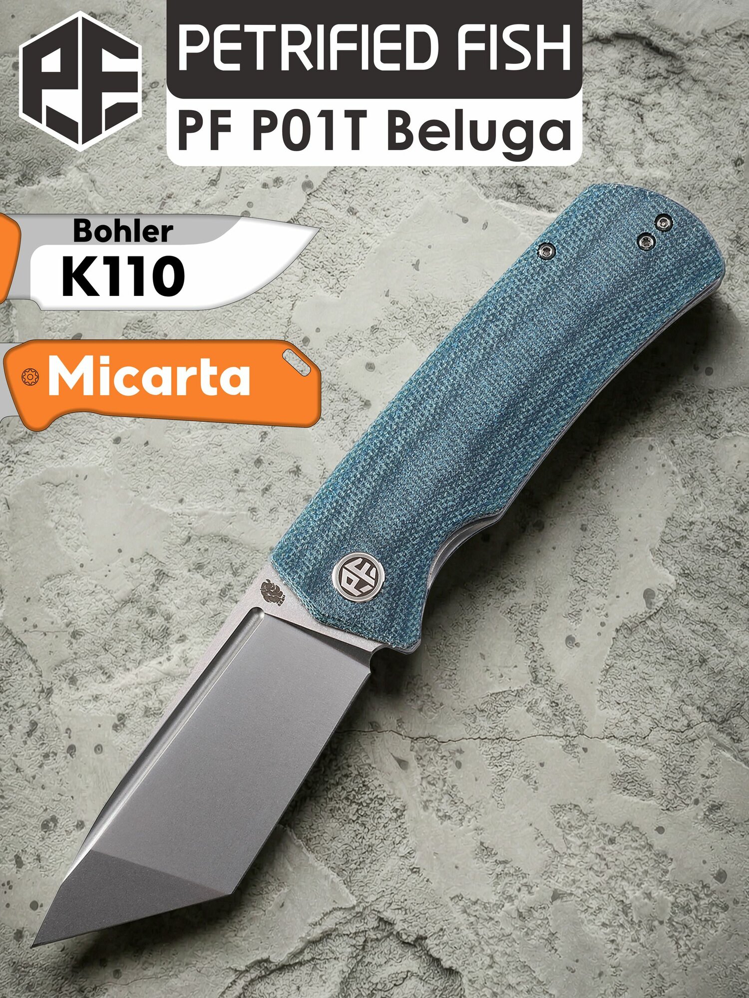 Складной нож Petrified Fish Beluga Tanto PFP01TBMW