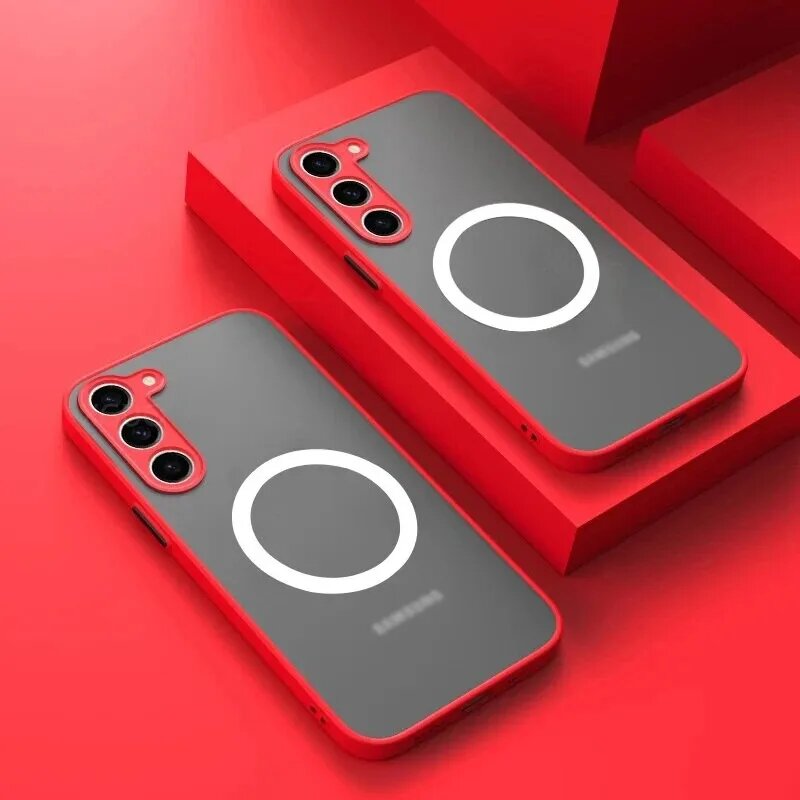 Роскошный чехол для беспроводной зарядки Magsafe для Samsung Galaxy S20 S21 Красный, Red, For S25