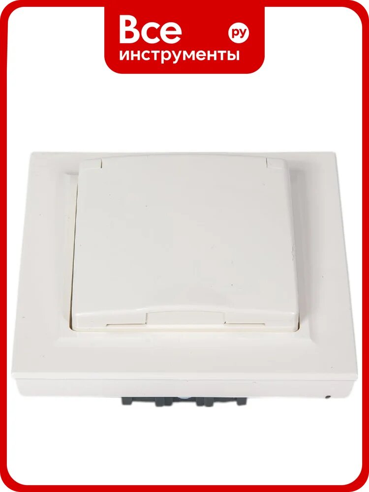 1-местная розетка IEK Brite с заземлением с защитными шторками и крышкой 16а ip44 в сборе рсбш10-3-44-брб белый BR-R16-16-44-K01-F-PRO