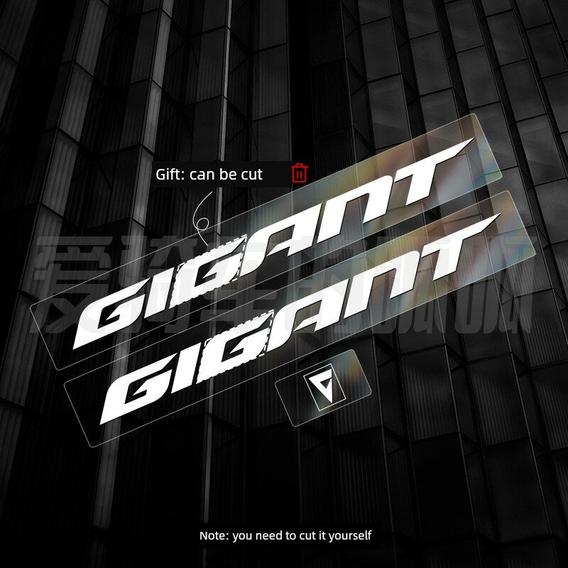 Наклейка-логотип для велосипеда Giant PCR LTD - 2x логотип рамы + 1x логотип рулевой колонки в светло-белом цвете